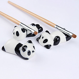 4 Pcs Nail Brush Pen Rack Ceramic Stand Holder Cute Panda Manicure Nail Art Tool Random Pattern