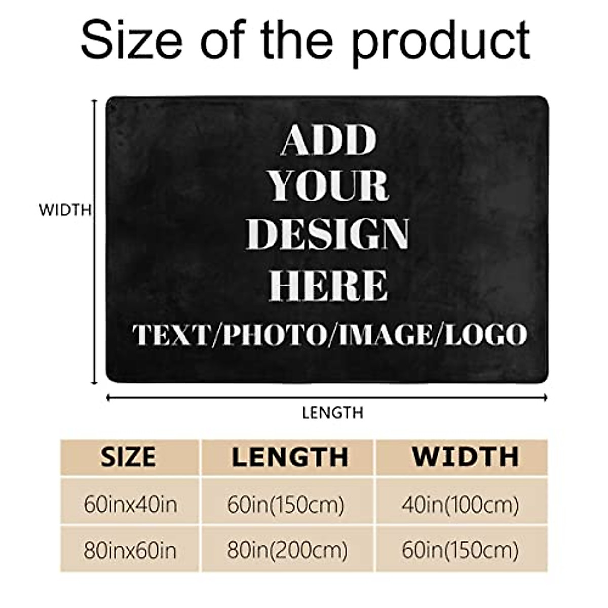 Custom Rug Personalized Add Logo Image Rugs and Mats Pictures for Home Decor Customized Area Rug Bedroom Carpet Print 5'x3'