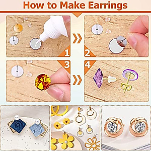 Earring Posts Stainless Steel, Flasoo 1200Pcs Hypoallergenic Earring Posts and Backs, Gold Flat Pad Earring Studs with Clutch for Earring Making and DIY Stud Earring Supplies