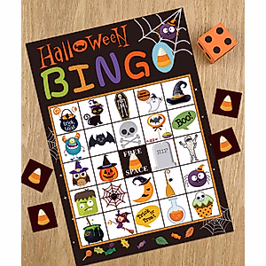 Funnlot Halloween Bingo for Kids Halloween Bingo Cards for Kids Halloween Games for Party 24 Players Halloween Party Card Games for Party School Classroom Family Activities