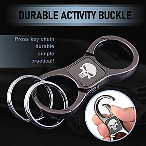 gunhunt 1 Pack Skull Key Chain, Key Chain with 2 Key Rings and Quick Release Zinc Alloy Detachable Key Chain (Black)