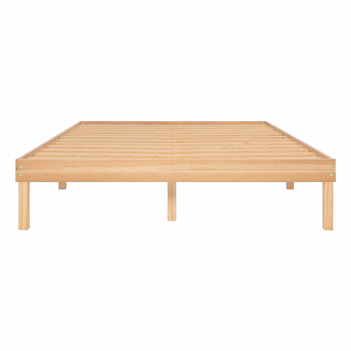 Naomi Home Lucia 14 Inch Solid Wood Platform Bed Full Bed Frame, Pine Wood, No Squeak, Full Size, No Box Spring Needed, Sturdy Bed Frame - Natural