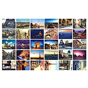 Travel postcards,Set of 30 Post cards variety pack depicting from Around the World Famous Travel Sites,Assorted Postcards Bulk, 4 x 6 -Paris