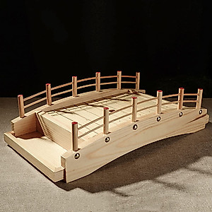 WINIAER Wooden Arch Bridge Sushi Boat Serving Tray, Sushi Bridge Serving Plate Sushi Tray Serving Boat Plate Food Platter for Restaurant or Home (38 x 19 x 13cm / 14.9 x 7.4 x 5.1inch)