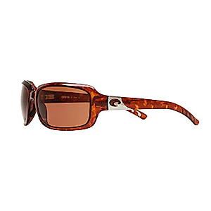 Costa Del Mar Womens Isabela Rectangular Sunglasses, Tortoise/Copper Polarized-580P, 64 mm