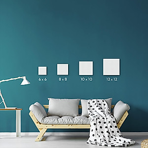 ARTEZA Canvas Boards for Painting, 12 x 12 Inches, Pack of 14, Blank White Square Canvas Panels for Acrylic, Oil and Gouache Painting