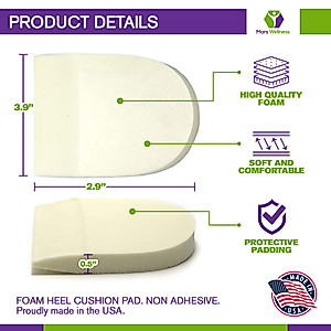 Foam Heel Cushion Pad 1/2" Non Adhesive - Foot Pain Relief - 4 Pairs