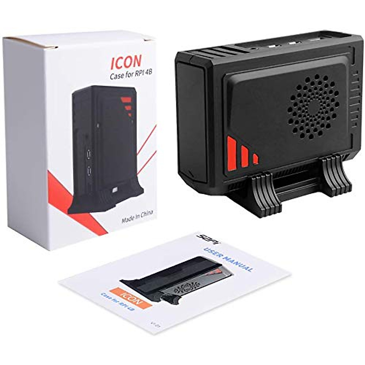 GeeekPi Raspberry Pi 4 Case, Raspberry Pi Case with Cooling Fan 40X40X10mm and 4pcs Raspberry Pi 4 Heatsink for Raspberry Pi 4 Model B