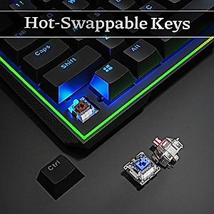 Newmen GM711 Gaming Keyboard Full Size RGB Backlit Hot-Swappable Mechanical Keyboard with Multimedia Control 104-Key Wired PC Gaming Keyboard for Windows Mac(Red Switch)
