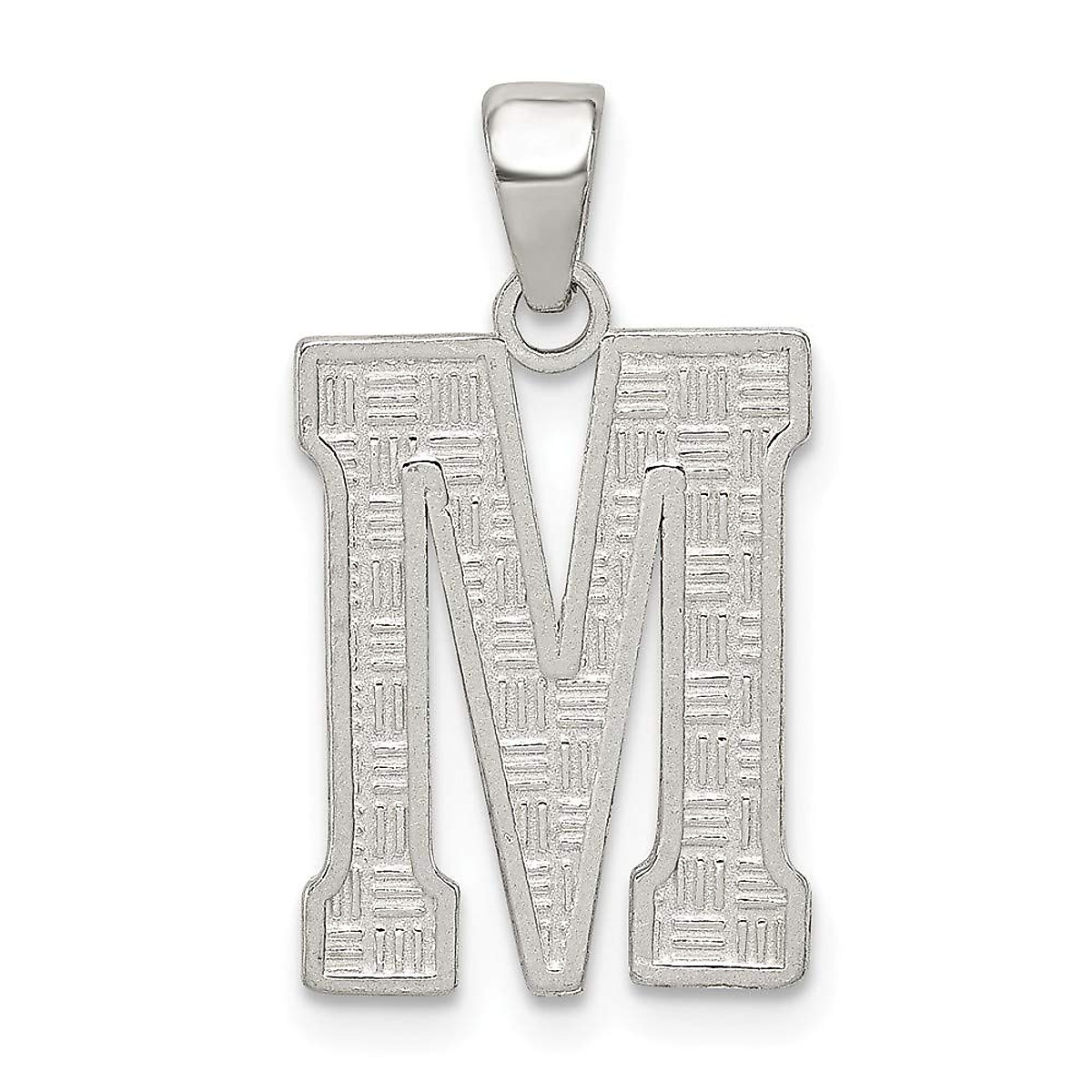 Solid 925 Sterling Silver Initial Letter M Alphabet Charm Pendant 25mm