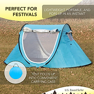 Neature Popup Camping Tent 2 Person Tent - 88 x 50in Ground Space Quick Set Up Outdoor Canopy Tent with 2 Doors