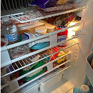 5 Pieces RV Refrigerator Bar Adjustable Fridge Bars for Holding Food Drinks White Spring Tension Fridge Rod Accessories,15.8-27.6 Inch