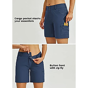 Willit Women's Golf Hiking Shorts Cargo Quick Dry Athletic Shorts Casual Summer Shorts with Pockets 7" Navy Blue 6