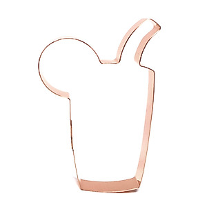 Refreshing Summer Drink Glass with Lemon and Straw Copper Cookie Cutter