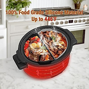 TAYDOIBAN Crock Pot Dividers Silicone For Crock Pot 6-8 QT, Allows Cooking Two Different Meals At Once Time, Slow Cooker Silicone Liner Safe For Dishwasher, Plastic Liners Free, Reusable Crock Pot
