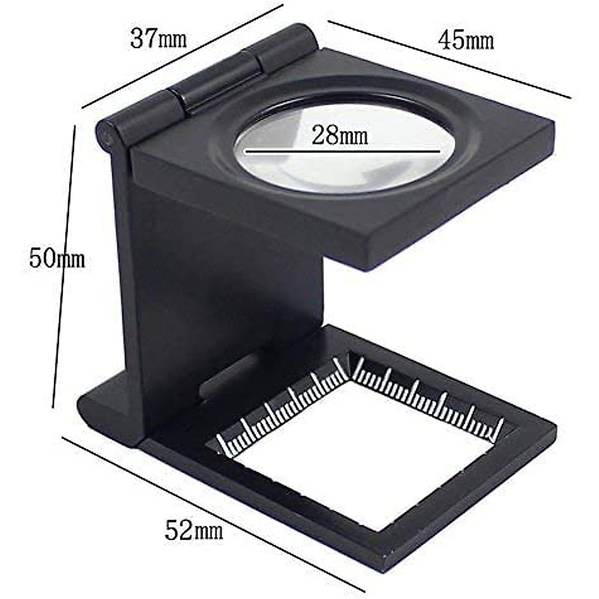 Yosoo 10X 28mm Mini Three-Folding 10X Magnifier Zinc Alloy Magnifier Magnifying Glass with Scale for Textile Optical Jewelry Tool