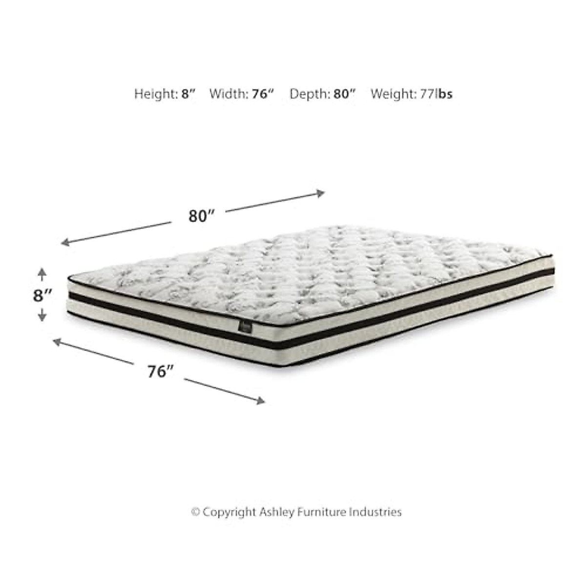 Signature Design by Ashley King Size Chime 8 Inch Medium Firm Innerspring Mattress with Pressure Relief Quilt Foam
