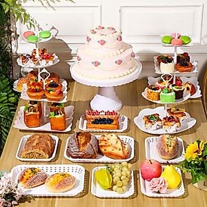 Zhehao 15 Pcs Dessert Table Display Set Tiered Cupcake Stands Serving Tray Plastic 2 Tier 3 Tier Cake Stands Round Cake Stand Candy Fruit Display Tower for Wedding Birthday Party (Silver, White)