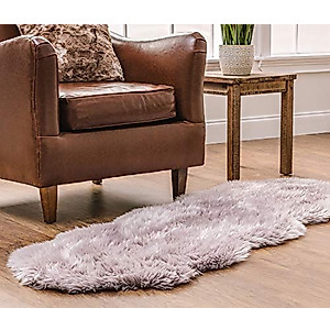 Chanasya Super Soft Faux LongFur Suede Fake Sheepskin for Sofa Couch Stool Vanity Chair Cover Luxurious Fluffy Rug Dusty Pink Solid Shaggy Area Rugs for Living Bedroom Floor - Mauve 2ftx6ft