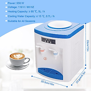HuaShuani Top Loading Water Dispenser, Compact Mini Water Dispenser，Desktop Electric Hot Cold Water Dispenser for Home Office,5 Gallon 304 Food Grade Liner,PP Fuselage,46°F-194°F