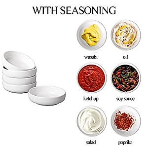DELLING 8 PACK Dipping Bowls Set, Ceramic Dipping Sauce Dishes, 3.5 Oz Soy Sauce Dish, Side Dish Bowls, Small Bowl/Dish for BBQ, Condiments, Appetizer, Dessert, Sushi, Party - White