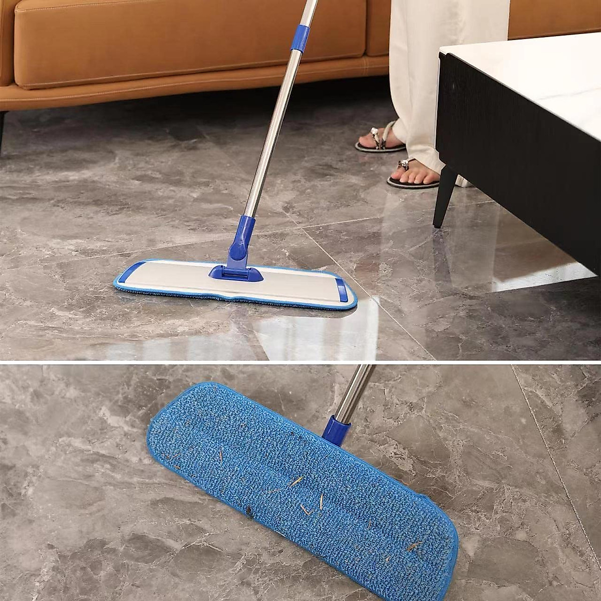 18" Professional Microfiber Mop Floor Cleaning mop, Flat Mop with Stainless Steel Handle,4 Reusable Washable Mop Pads and mop Pads Brush,Microfiber Mop for Hardwood, Laminate, Tile Floor Cleaning