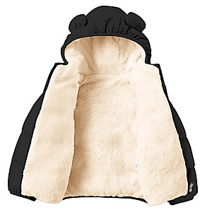 ANHDM Toddler Boys Girls Thicken Winter Coat Baby Fleece Warm Hooded Jacket Clothes 2024, Black, 2-3T/ Tag 100