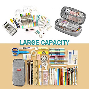 Large Pencil Case Pencil Pouch Can Expand Pencil Bag Big Capacity Pencil Bag Large Storage Pouch Pencil Case Aesthetic Pencil Cases for Adults Cute Pencil Pouch (grey) (kl2)