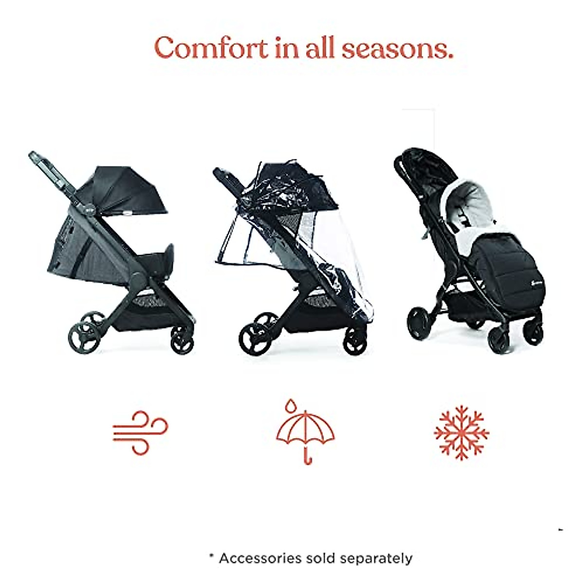 Ergobaby Metro+ Compact Baby Stroller, Lightweight Umbrella Stroller Folds Down for Overhead Airplane Storage (Carries up to 50 lbs), Car Seat Compatible, Slate Grey