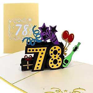 ALPHAK Happy 78th Birthday 3D Pop Up Card, Birthday 3D Greeting Card, 78th Birthday Gifts