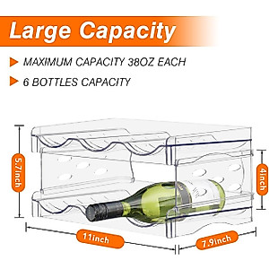 Water Bottle Organizer - 2 Pack Stackable Cup Organizer for Cabinet, Countertop, Pantry and Fridge, Free-Standing Tumbler Kitchen Storage Holder for Wine and Drink Bottles, Clear Plastic