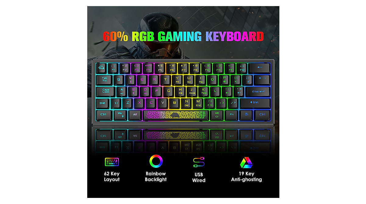 ZIYOU LANG K61 60% Gaming Keyboard with RGB Backlit