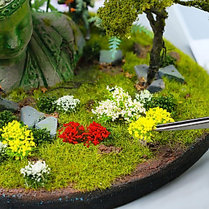 FOIMAS 60pcs Miniature Flower Cluster Colorful Flower Vegetation Groups Grass Tufts Static Scenery Model for DIY Craft Train Landscape Railroad Scenery Sand Military Layout Model War Gaming Terrain