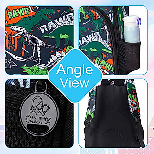 WZLVO 3PCS Kids Backpacks for Boys, 16" Dinosaur Preschool School Bookbag and Lunch Box for Elementary Toddler