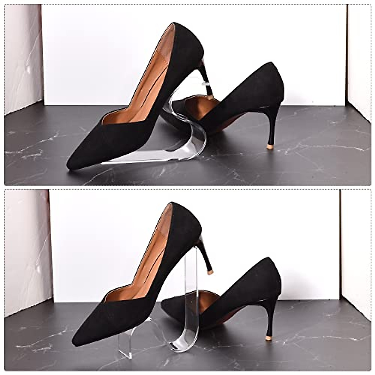 uxcell Shoe Display Stand Rack, 105x45x150mm Acrylic Storage Shelf Holder, Clear 1Pcs