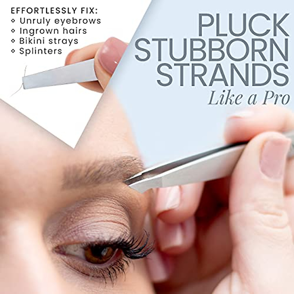 Tweezer Guru Eyebrow Tweezer Set for Women & Men - Professional Slant and Pointed Tweezers Set with Case - Precision Tweezers Kit for Facial Hair, Splinter and Ingrown Hair Removal (4 PC-W)