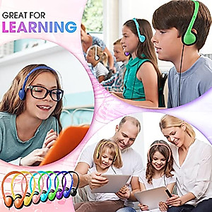 40 Pack Class Set Classroom School Headphones Bulk for Kids Child Children Multi Colored Stereo Over Ear Earphones Student Over The Head Headphones with 3.5 mm Headphone Plug for Adults, 8 Color