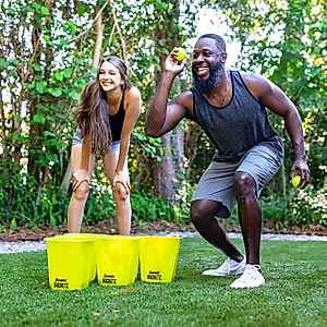 Franklin Sports Bucketz Pong Game – Perfect Tailgate Game and Beach Game – Pong Set Includes 12 Buckets, 3 Balls, and a Carry Case