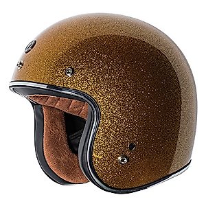 TORC Unisex-Adult Open-face Style (T50 Route 66) 3/4 Motorcycle Helmet with Solid Color (Gold Metallic), Large