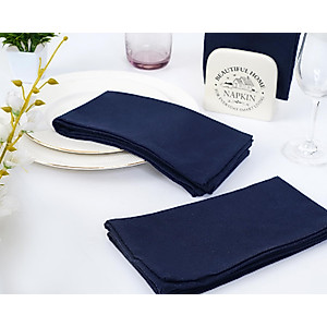 Blue Needles Navy Blue Cloth Napkins - 100% Cotton Set of 12 Dinner Napkins 18x18 inches - Soft, Reusable and Washable Linen Napkins, Ideal for Events, Parties & Everyday Use