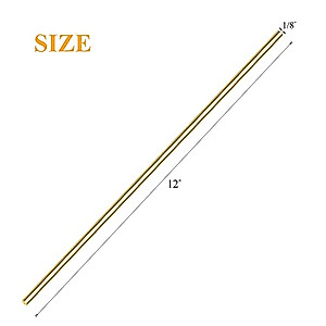 10 Pieces 12 inches 1/8 inch Brass Rods, Sutemribor Brass Solid Round Rod Lathe Bar Stock, 1/8 inch in Diameter, 12 inches in Length