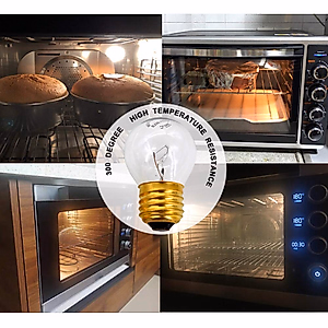 haraqi 4 Pack E27 E26 G45 120 Volt 40 Watt Oven Bulb,High Temperature 300 Degree Resistant Incandescent Bulbs,Brass Base Clear Glass Oven Bulb