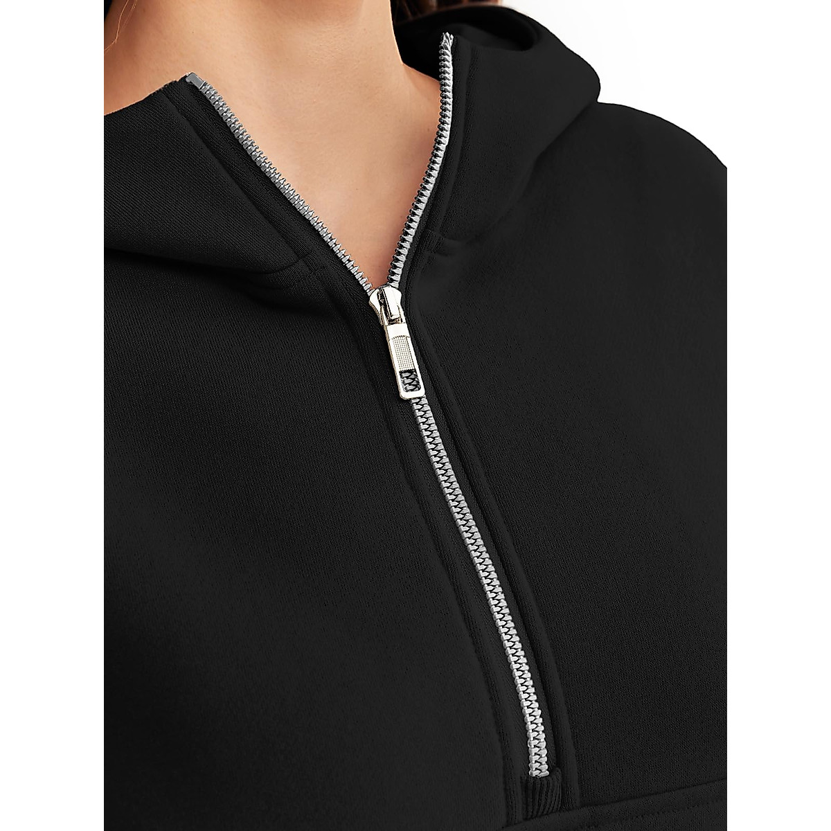 Trendy Queen Womens Oversized Sweatshirts Hoodies Half Zip Pullover Quarter Zip Pullover Fall Outfits Fashion Clothes 2024 Long Sleeve Fleece Winter Sweaters Jackets Y2k Cute Teen Girls Black