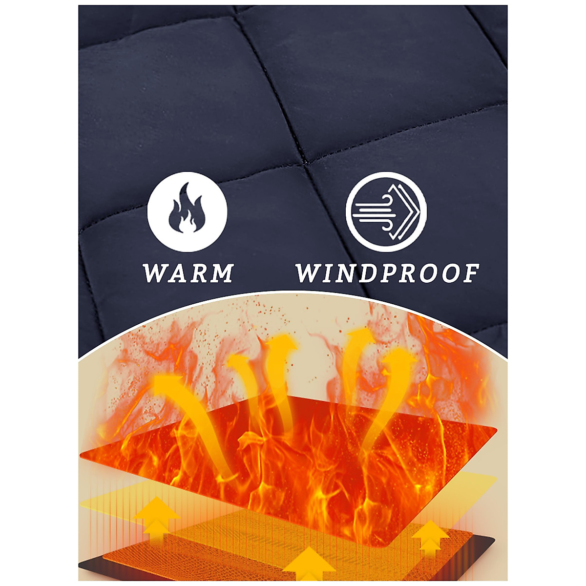 TACVASEN Men's Padded Jackets Winter Full Zipper Fleece Casual Bomber Varsity Coat Navy L