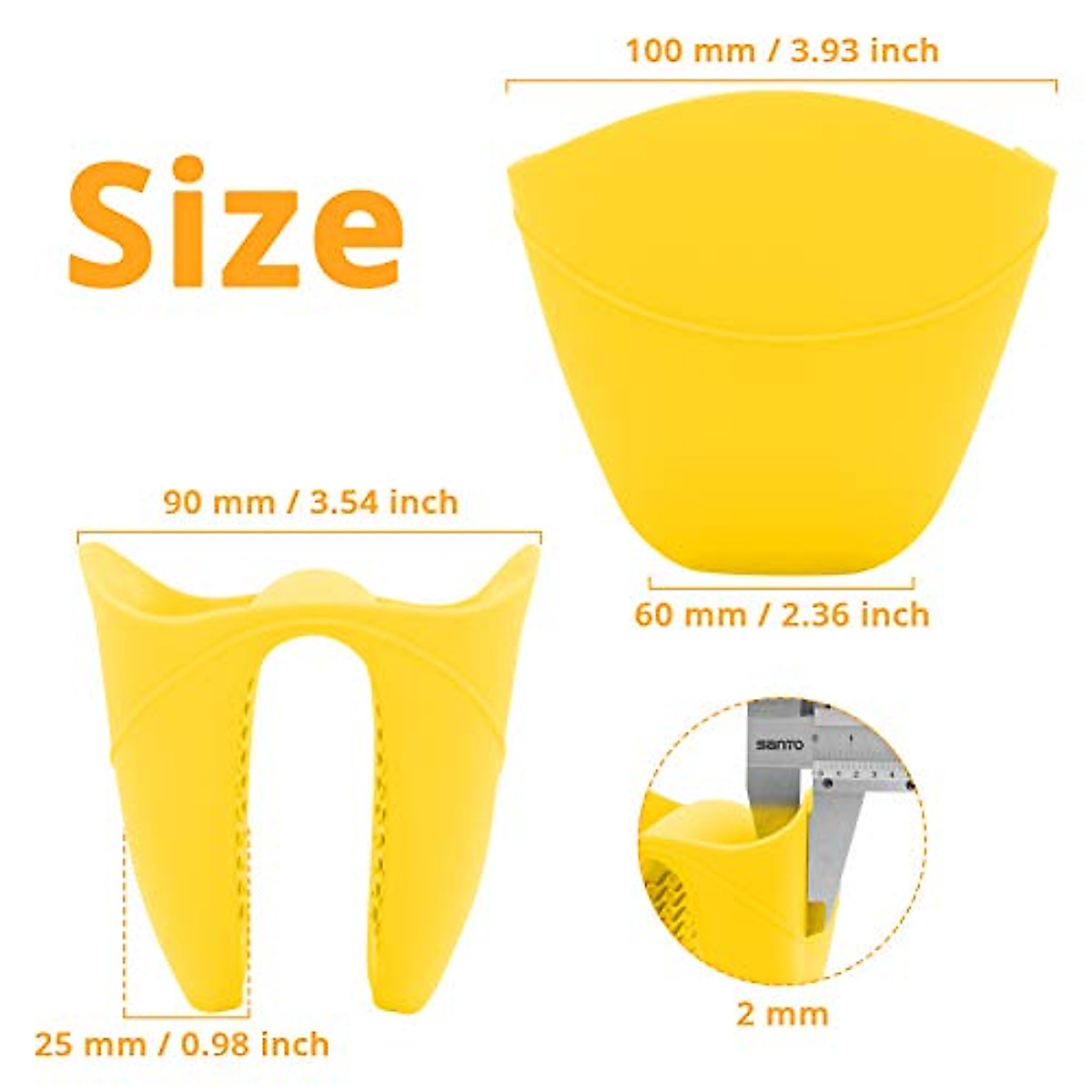 KUFUNG Silicone Cooking Pinch Grips Oven Mitts, Finger Protector Pot Holder for Kitchen,Cooking,Baking,BBQ - Heat Resistant Gloves (Yellow)