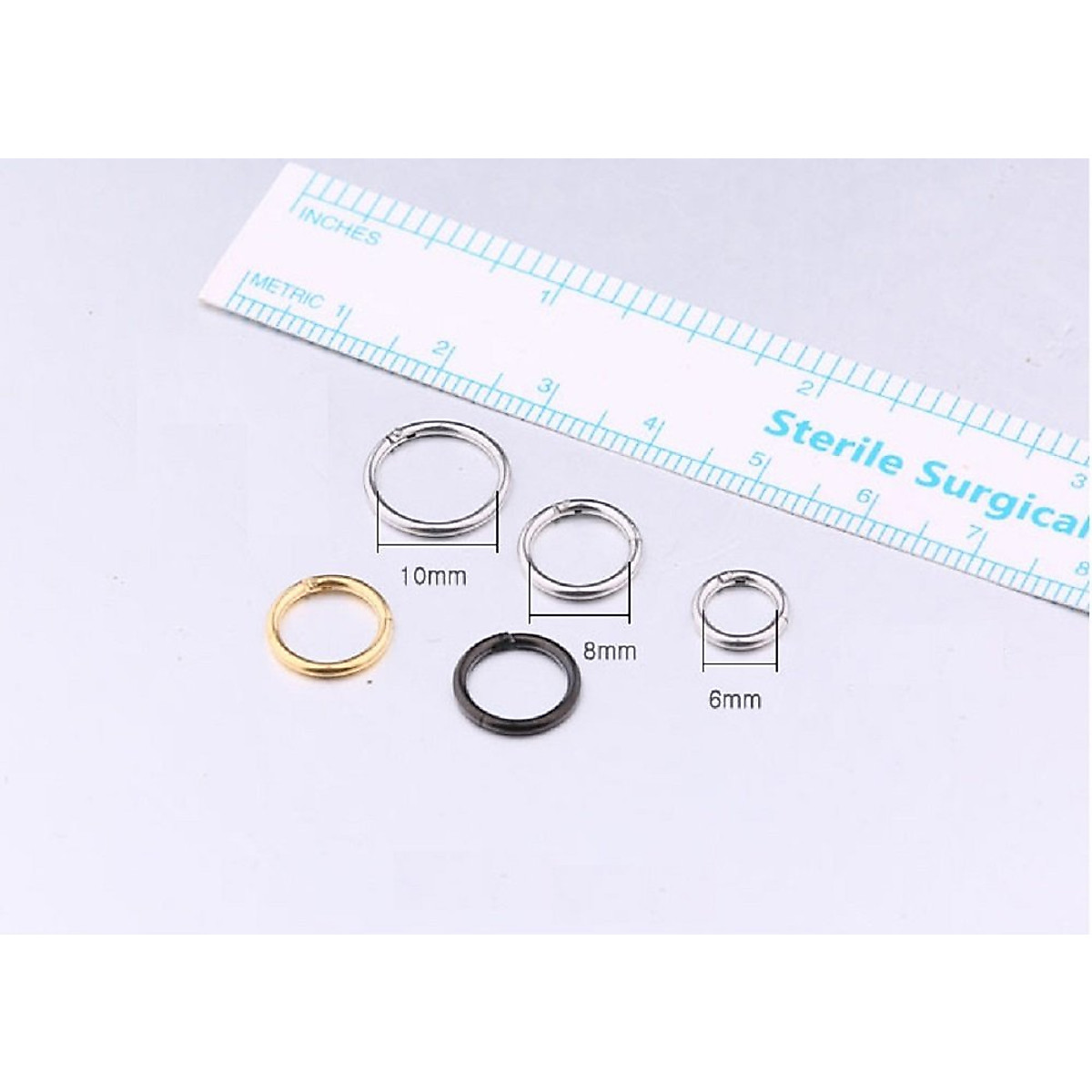 3Pairs Stainless Steel 16G Sleeper Earrings Septum Hinged Clicker Nose Lip Ring Helix Daith Cartilage Tragus Piercings Jewelry 6/8/10mm (Black)