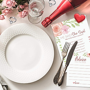 Floral Bridal Shower Games – Set of 6 (50 Cards Each) w/ Bride to Be Sash & 25 Adjustable Silver Diamond Engagement Rings – Luxury Pre-Wedding Party Favor Accessories