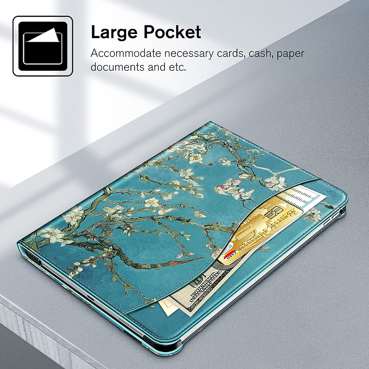 Fintie Case for iPad Pro 11-inch (4th / 3rd Generation) 2022/2021 - Multiple Angles Viewing Folio Stand Cover with Pencil Holder & Pocket, Also Fit iPad Pro 11" 2nd/1st Gen, Blossom