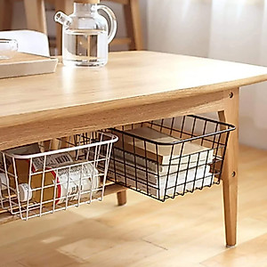 GEDLIRE 15.2" Metal Wire Baskets for Organizing 6 Pack, Household Pantry Storage Freezer Organizer Bins with Handles, Freezer Baskets for Upright Freezer, Refrigerators, Kitchen Cabinets, Black