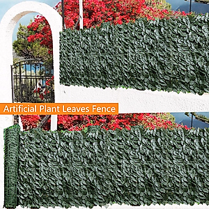 POPG Expandable Faux Fence Artificial Ivy Leaf Fence Mesh Screen Fencing Panels for Outdoor Garden Porch Patio Yard Balcony Decor, Artificial Hedges
